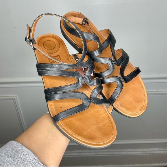 Fitflop | Shoes | Fitflop Strata Gladiator Black Leather Strappy Sandal ...